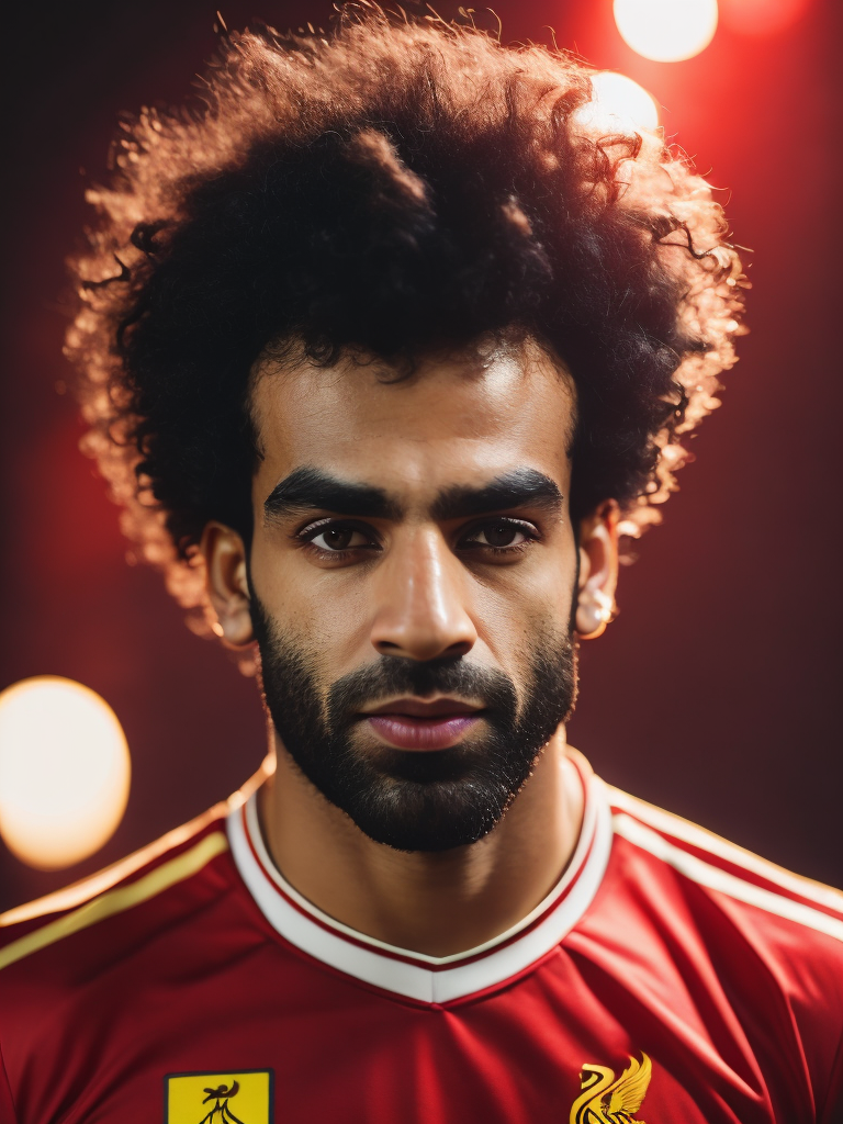 Premium Free ai Images | mohamed salah portrait in red liverpool ...