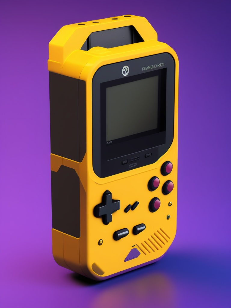 Premium Free ai Images | pixel retro tiny cute yellow game boy render ...