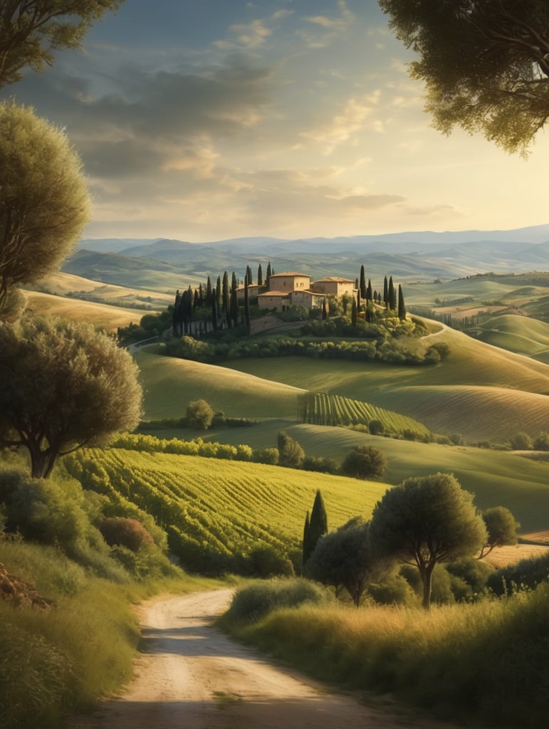 Premium Free ai Images | italian landscape tuscany photorealistic ...