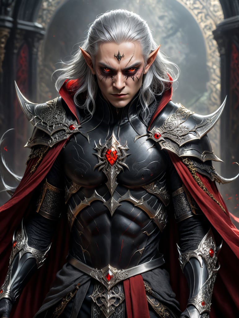 Premium Free ai Images | black sword wielding wizard dark elf red eyes ...