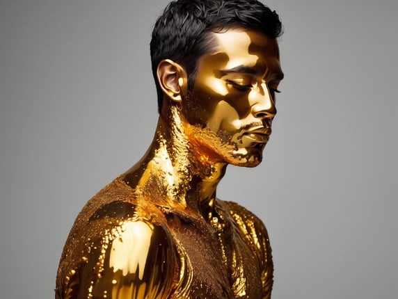 Premium Free ai Images | person made of gold melted everything gold ...