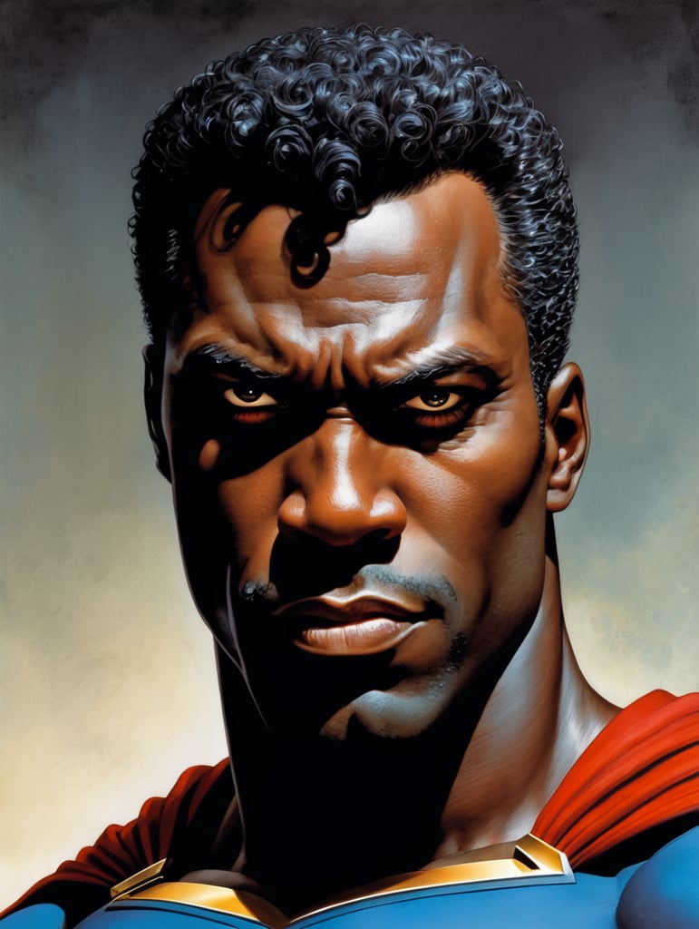 Premium Free ai Images | black superman hero portrait comics marvel horror usa style of richard ...