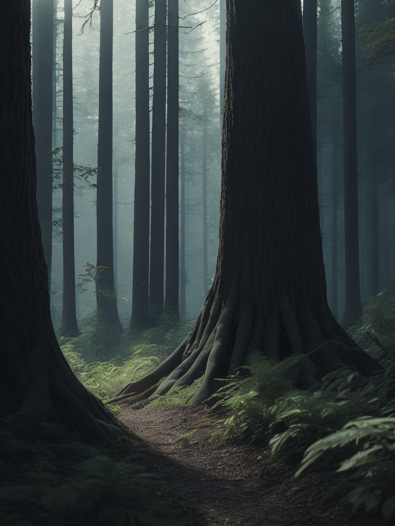 Lumenor AI Image Generation - century old tree in forest illuminated by ...