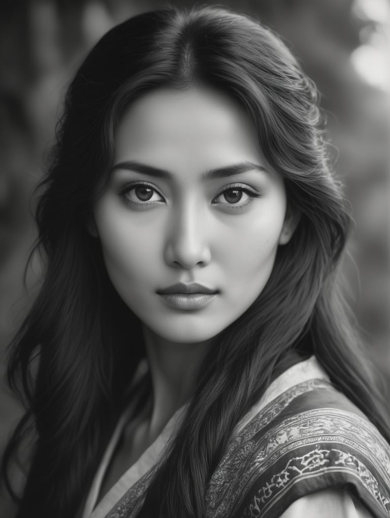 Premium Free ai Images | central asian woman posing kodak tri black and ...