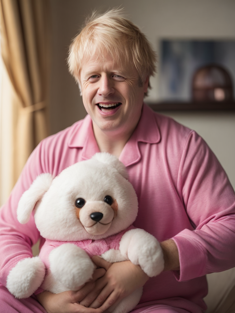 Lumenor AI Image Generation - boris johnson in pink pajamas laughing ...