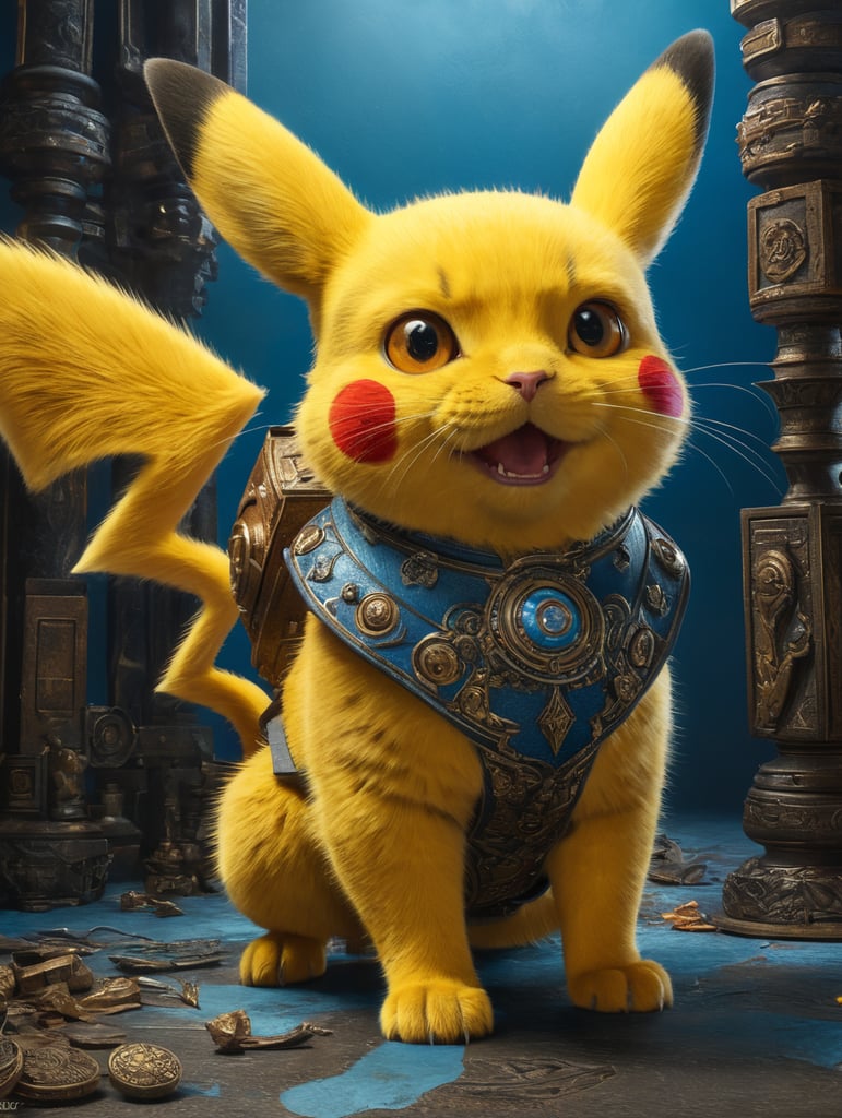 Premium Free ai Images | pikachu cat blue background