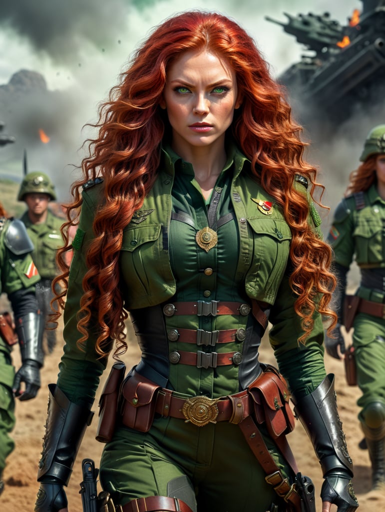 Premium Free ai Images | long red hair woman green eyes curly hair ...