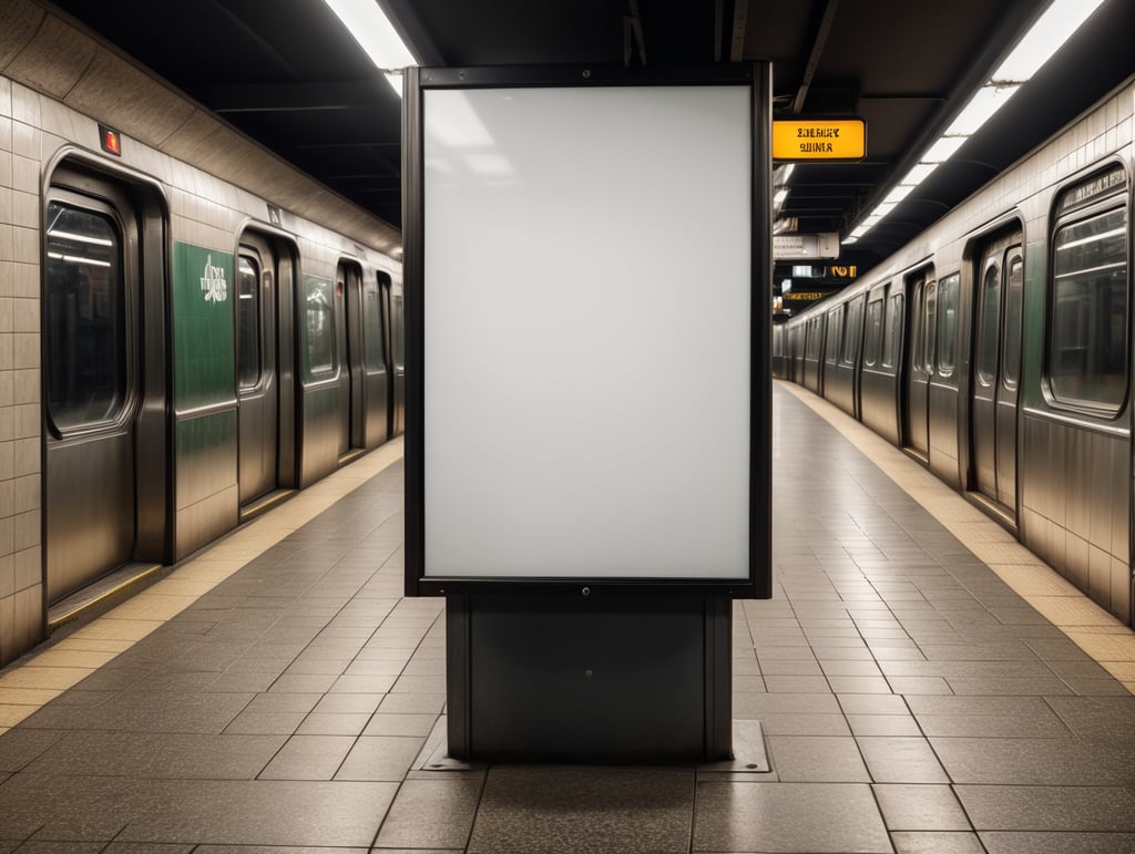 Premium Free ai Images | subway blank white billboard mockup mock up