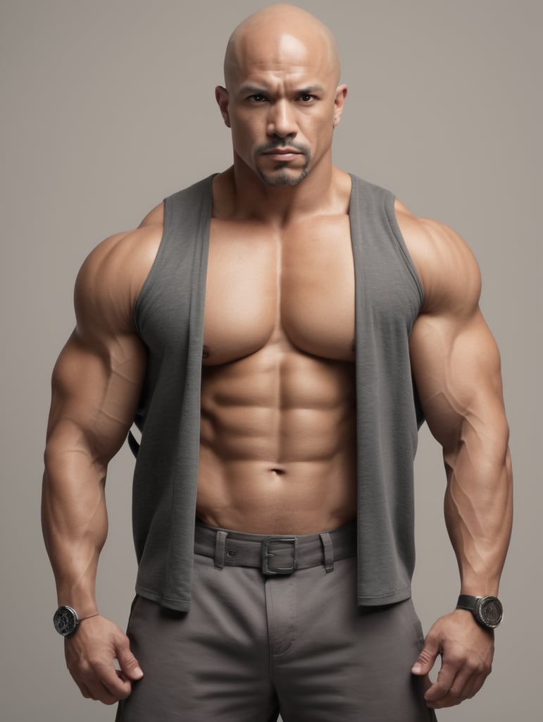 Premium Free ai Images | bald cholo bodybuilder