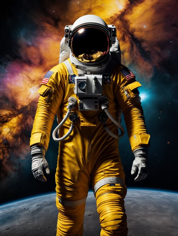 Premium Free ai Images | astronaut wearing yellow space suit full body ...