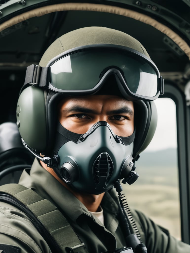 Premium Free ai Images | create military man sitting in helicopter with ...