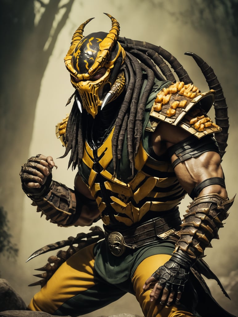 Premium Free ai Images | scorpion from mortal kombat mixed with the ...