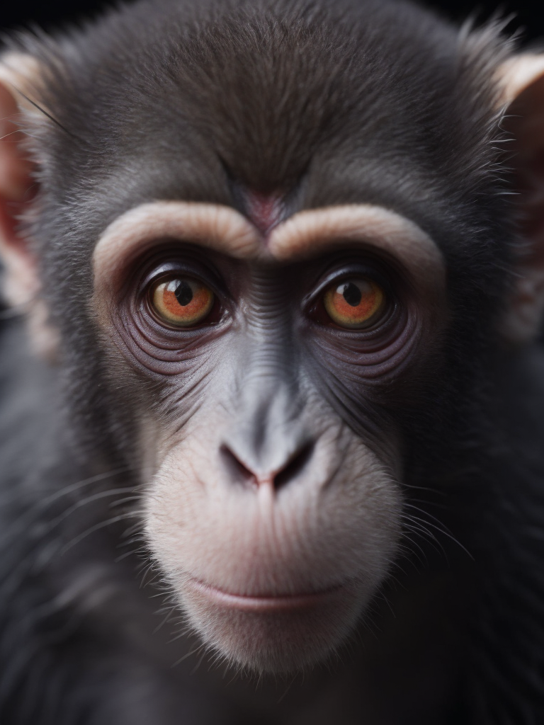 Lumenor AI Image Generation - monkey with red eyes dark style focus on ...