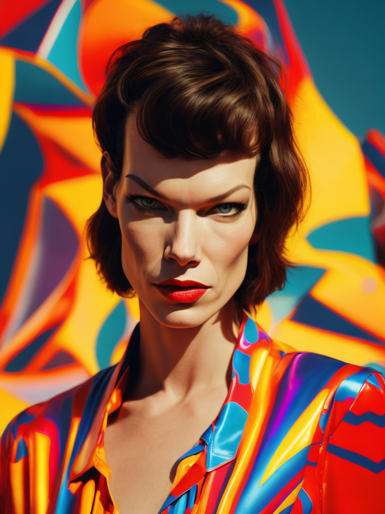 Premium Free ai Images | portrait of milla jovovich vivid saturated ...