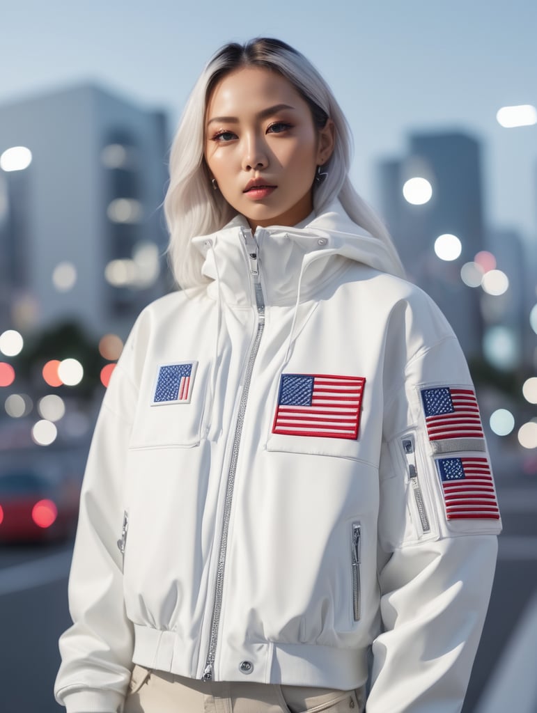Premium Free ai Images | silver kith jacket american flag patch ...