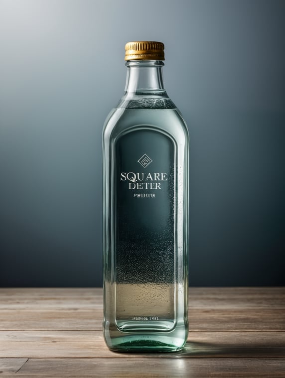 Premium Free ai Images | square transparent glass bottle with mineral ...