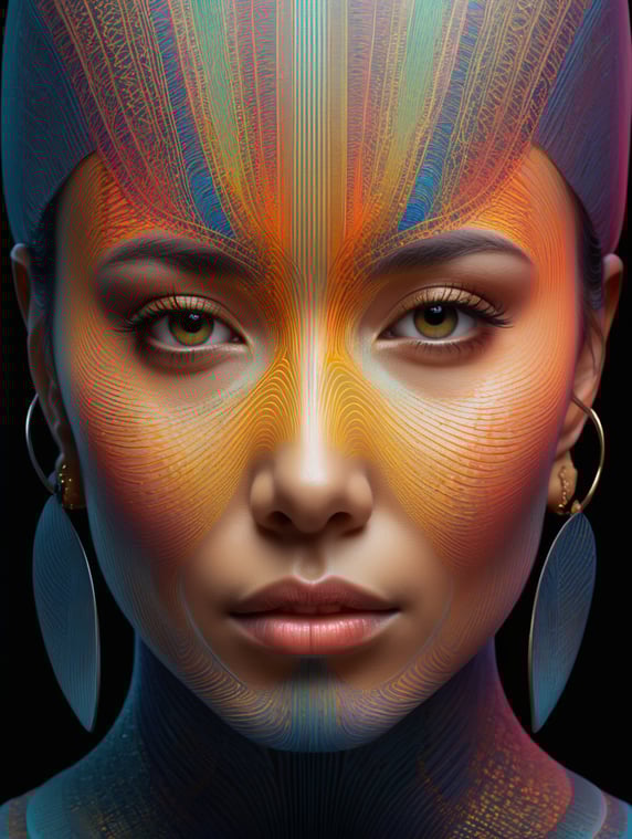 Premium Free ai Images | human face inspired by linear patterns lit colors