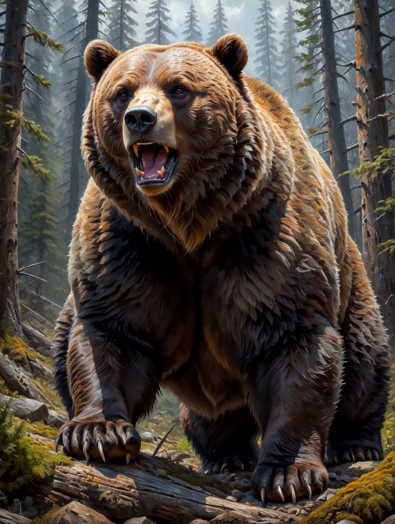 Premium Free ai Images | oso grizzly artista pintor de cuadros al oleo