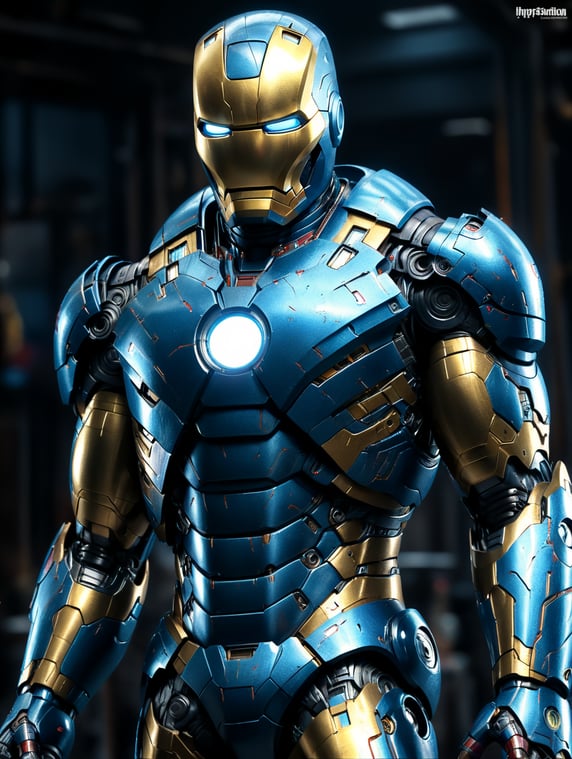 Premium Free ai Images | iron man in blue colour