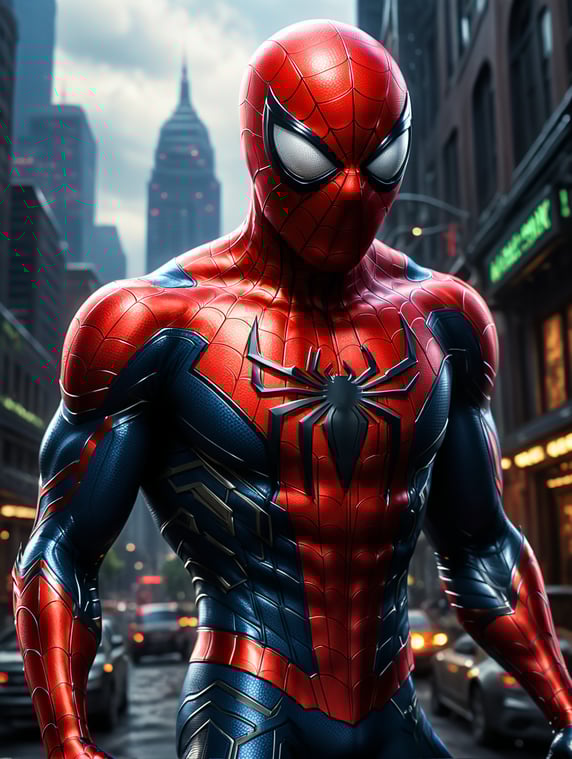 Premium Free ai Images | spiderman upgraded by future technology