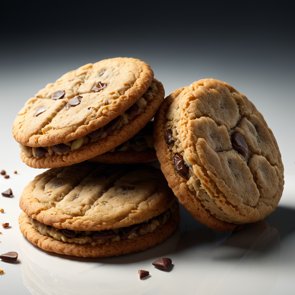 Premium Free ai Images | three whole grain cookies on white background ...