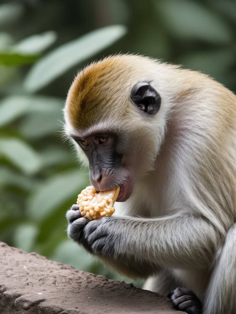Premium Free ai Images | monkey eating bacteria