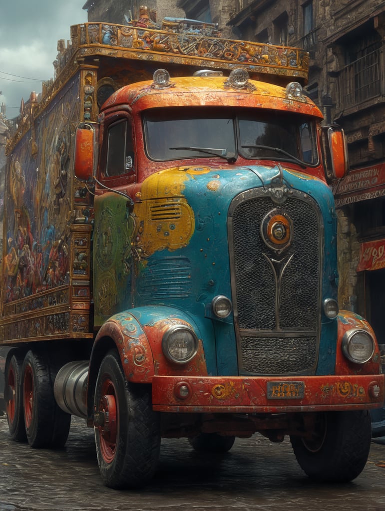 Premium Free ai Images | cartoon truck funny colorful