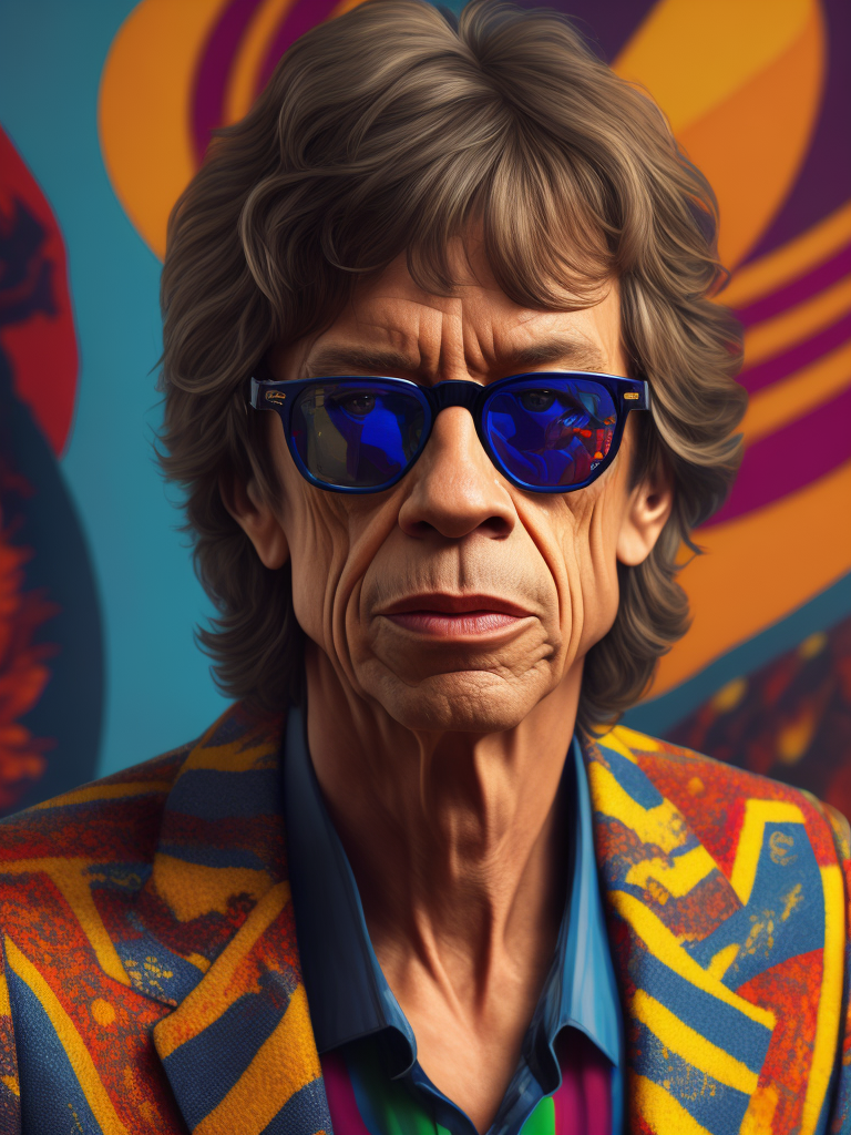 Lumenor AI Image Generation - mick jagger wearing brightly patterned ...