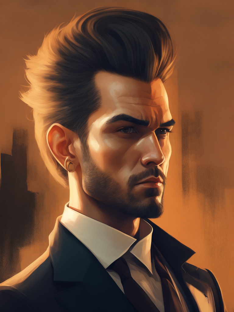 Lumenor AI Image Generation - portrait of mafia boss in formal suit ...