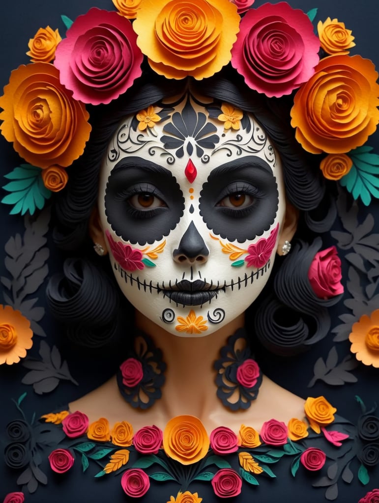 Premium Free ai Images | portrait of mexican beautiful catrina with ...