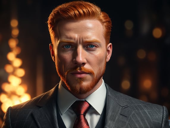 Premium Free ai Images | ginger man in suit with goatee his eyes are ...