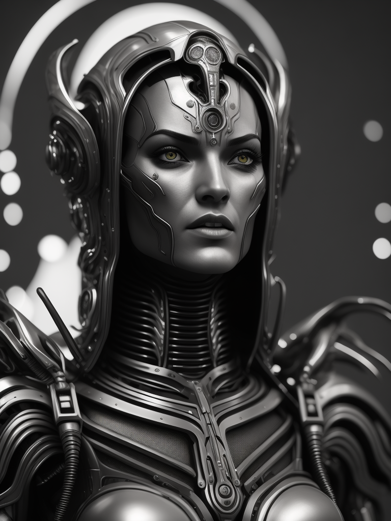 Lumenor AI Image Generation - female robot giger style black and white ...