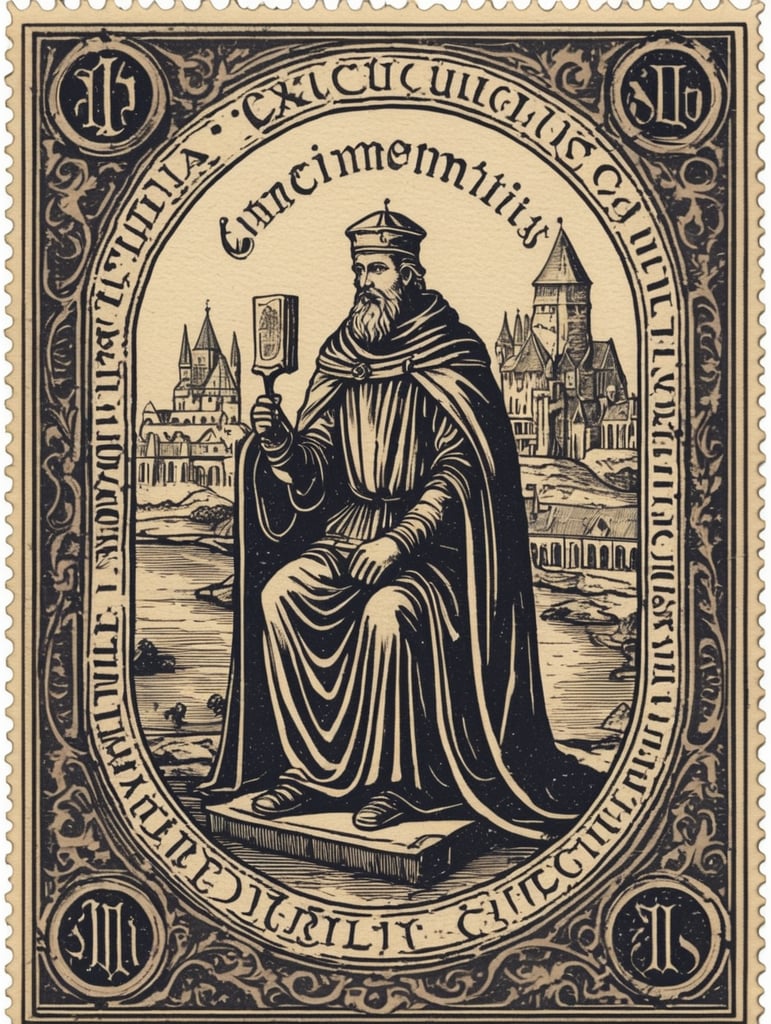 Premium Free ai Images | medieval style stamp ex libris œcumenius