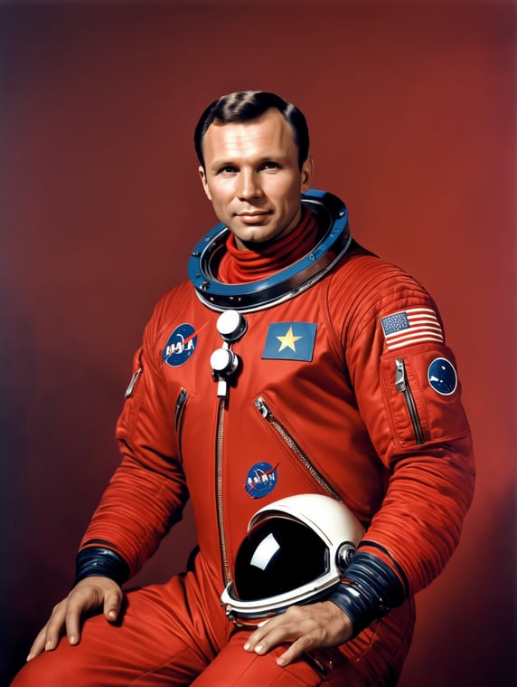 Premium Free ai Images | cosmonaut yuri alekseyevich gagarin in red ...