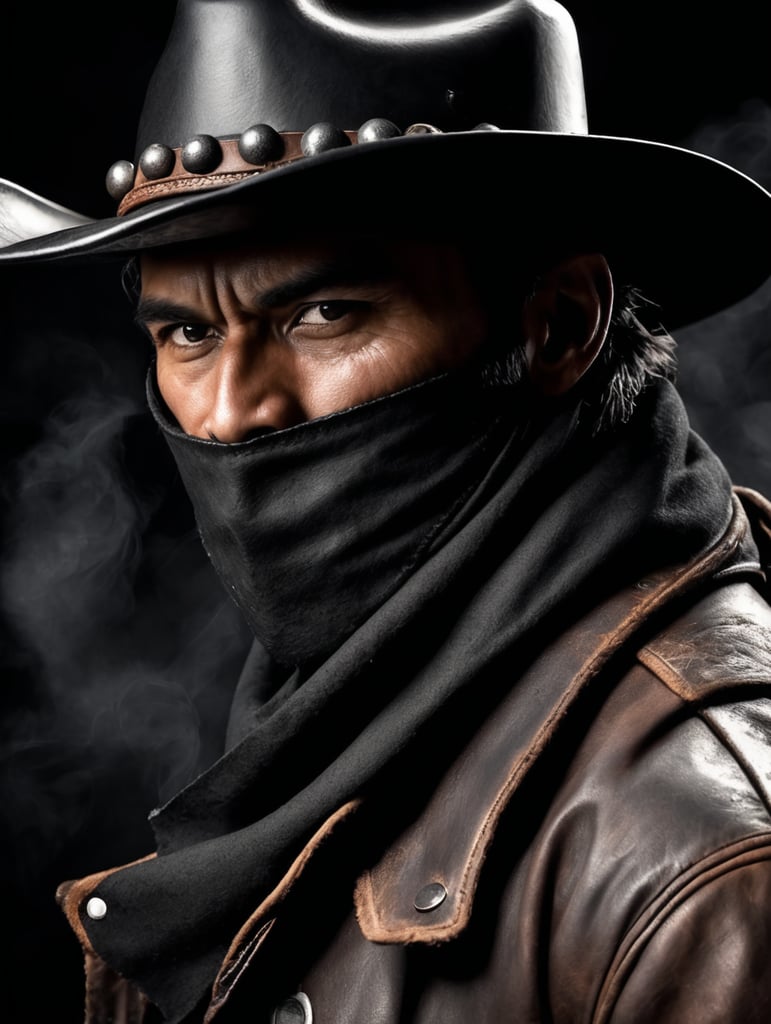 Premium Free ai Images | old western bandit train robber leather cowboy ...