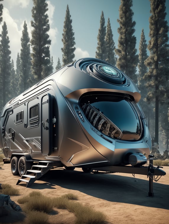 Premium Free ai Images | alien camping trailers biomechanics full ...