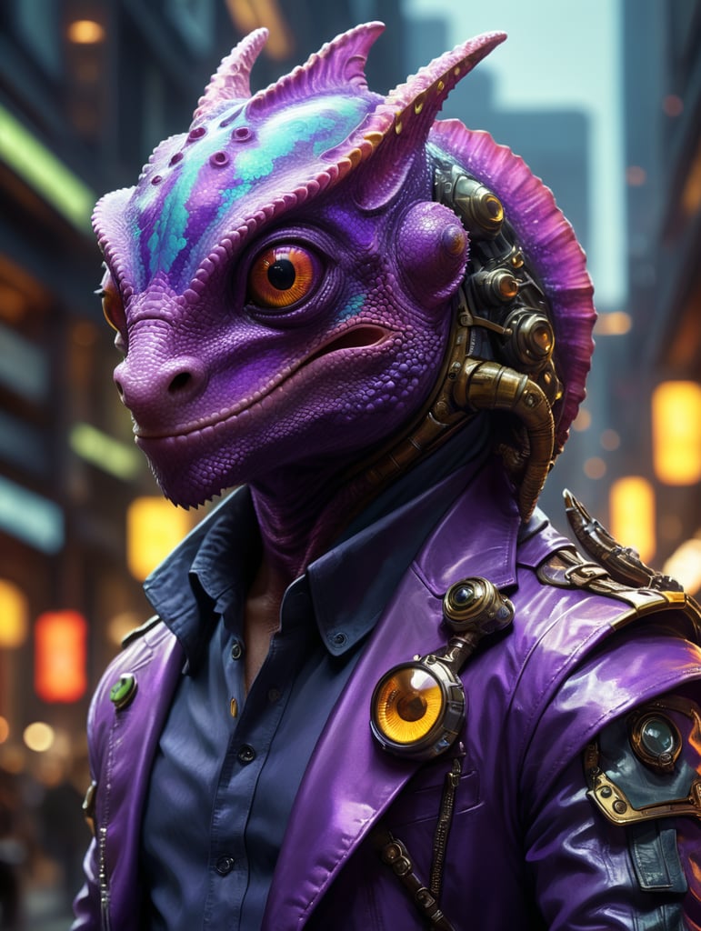 Premium Free ai Images | purple chameleon in the style of clear neo pop ...