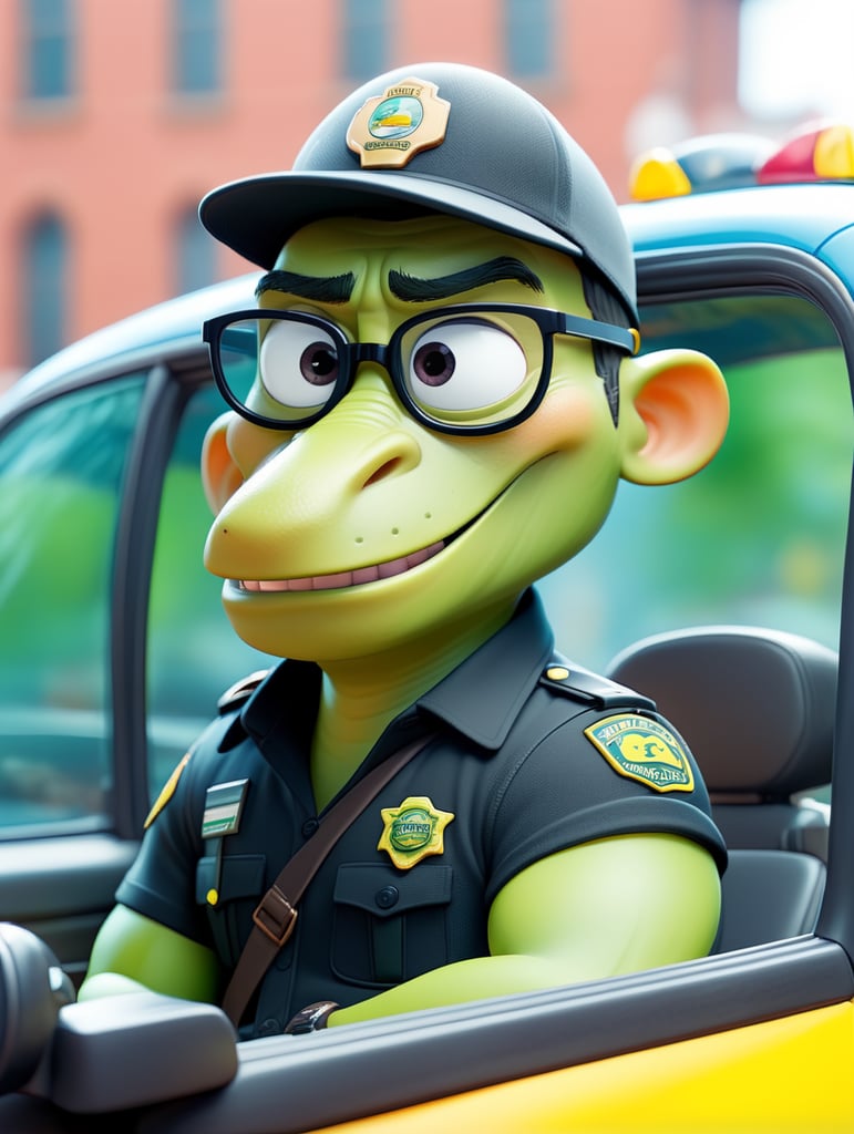Premium Free ai Images | alligator police officer sitting behind the ...
