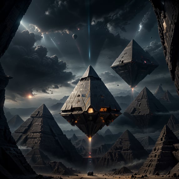 Premium Free ai Images | pyramid shaped spaceship lost in space