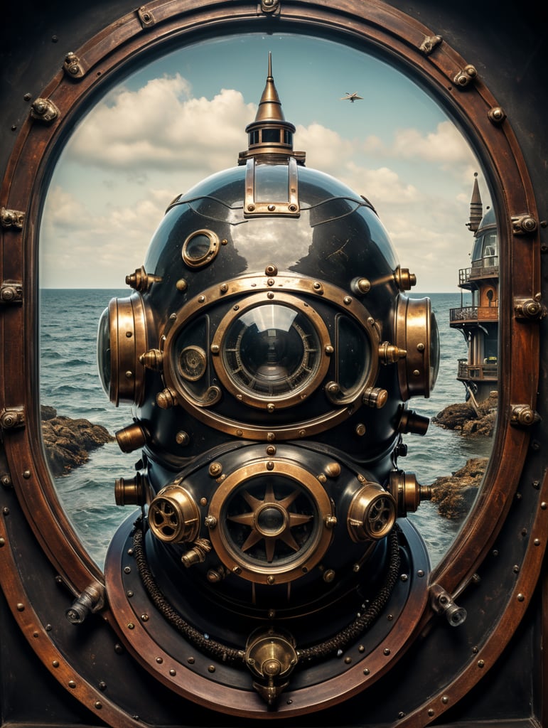 Premium Free ai Images | old diver helmet with the big glass window ...