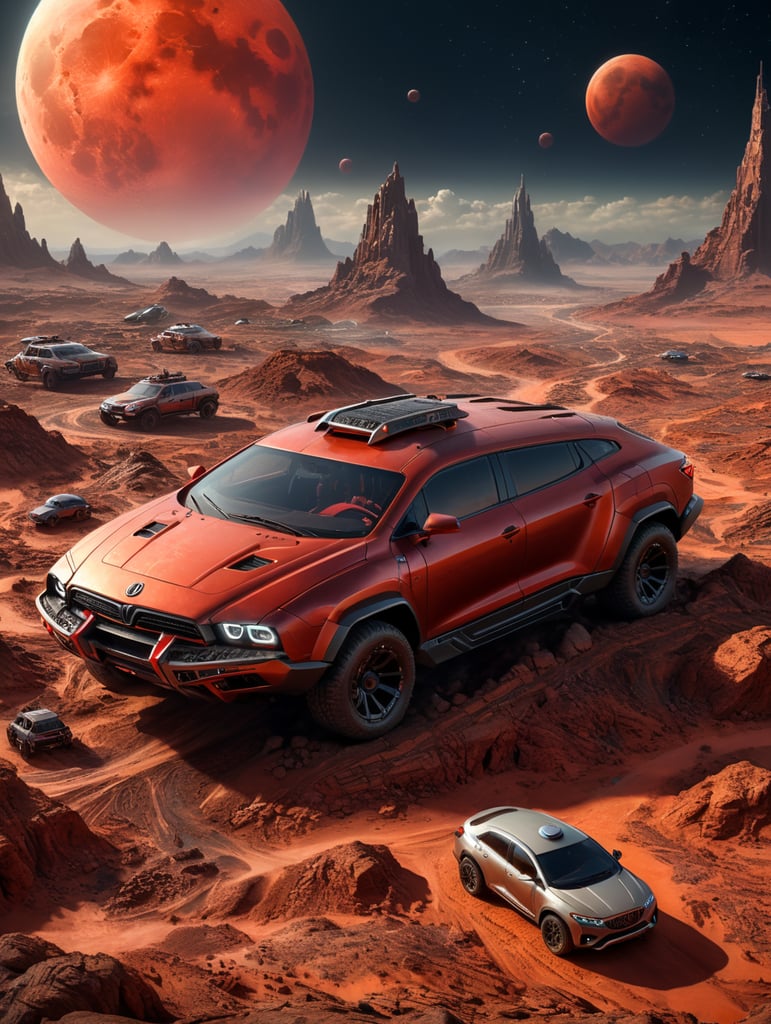 Premium Free ai Images | alien city on planet mars flying cars setting ...