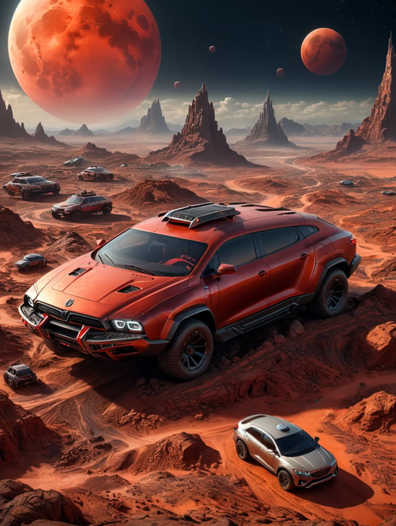Premium Free ai Images | alien city on planet mars flying cars setting ...