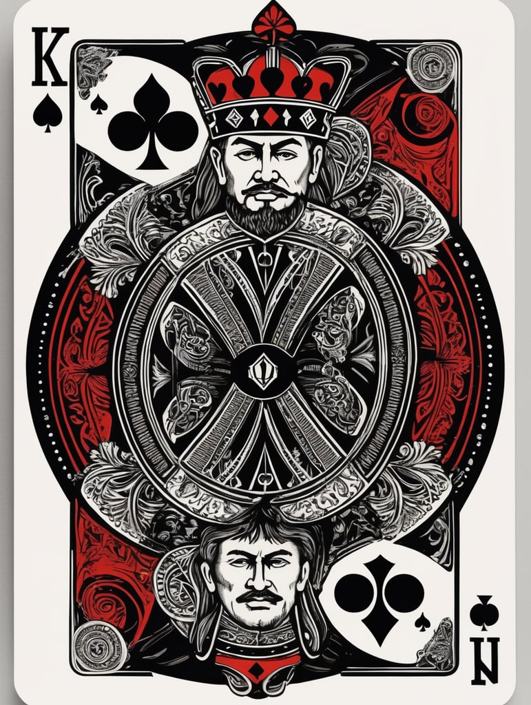 Premium Free ai Images | king of clubs playing card face card linocut ...