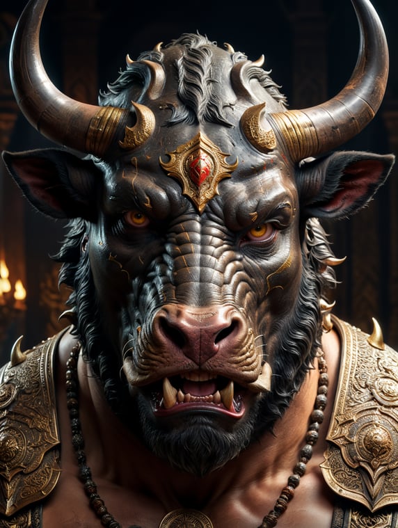 Premium Free ai Images | man with bull head