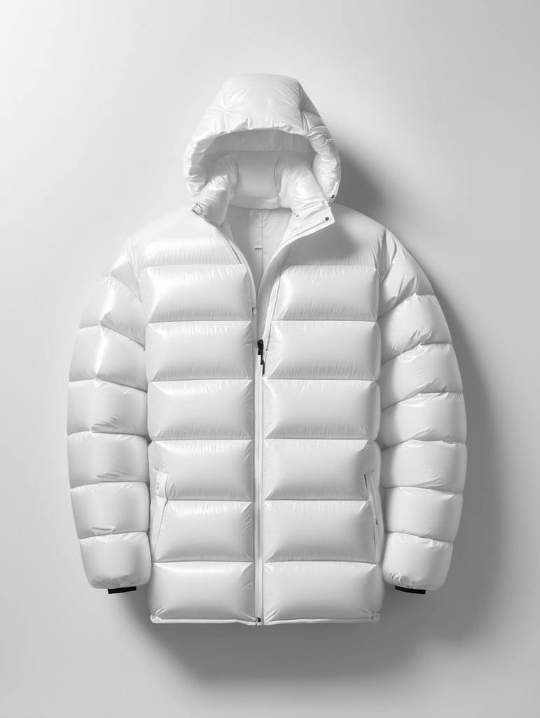 Premium Free ai Images | inflatable white minimalist mans puffer jacket ...