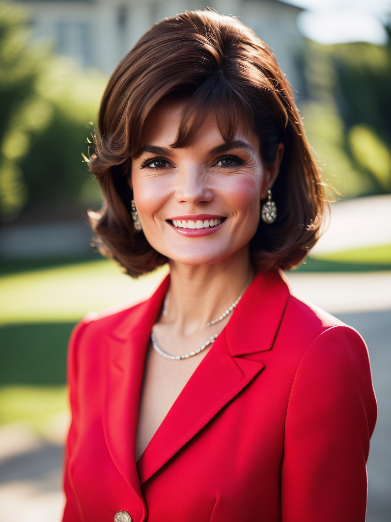 Premium Free ai Images | portrait of first lady jackie kennedy in red ...