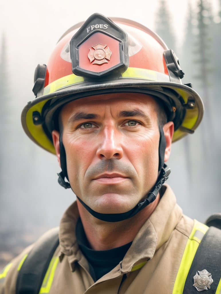 Premium Free ai Images | epic portrait of firefighter forest fire ...