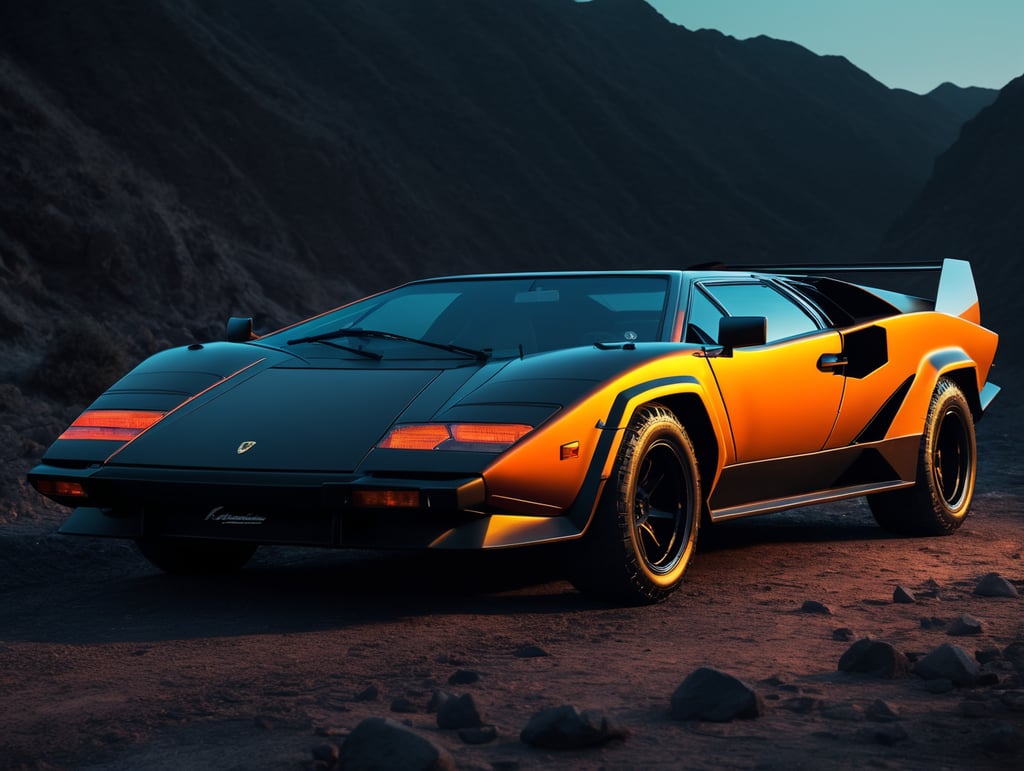 Premium Free ai Images | lamborghini countach off road style neon ...