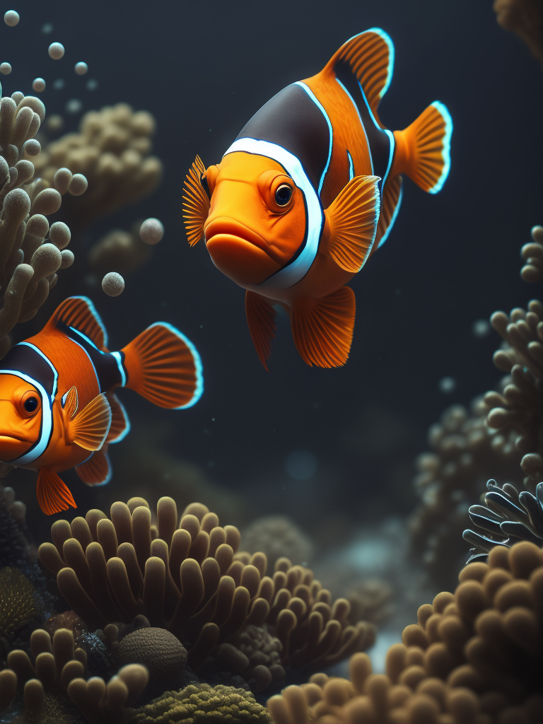 Lumenor AI Image Generation - clownfish are small fish with bright ...