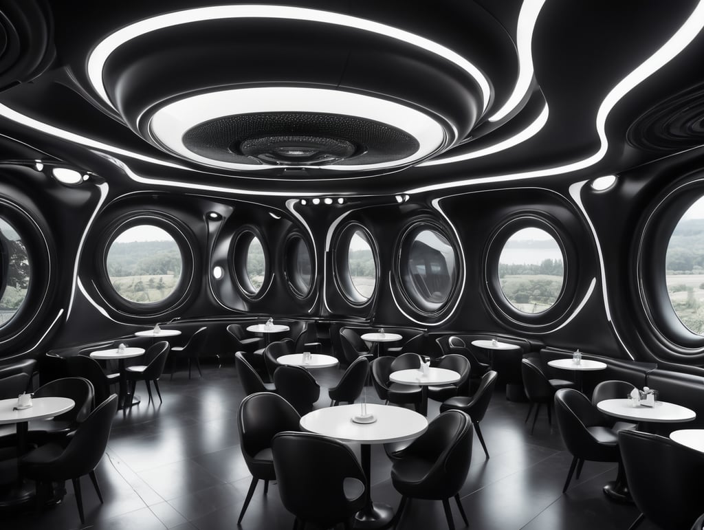 Premium Free ai Images | futuristic interior of ufo cafe alien interior ...